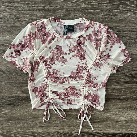 LunaChix | Tops | Vintage Luna Chix Asian Chinese Dragon Sheer Mesh ...